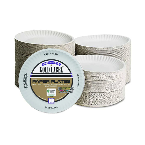 Coated Paper Plate White Heavy Duty 100ct 9"