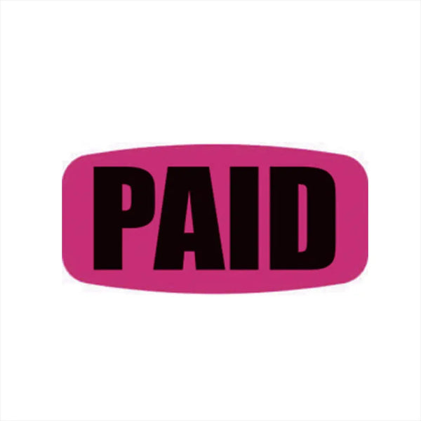 Paid Oval Sticker Pink 1,000 ct +Tax 1.25" x 0.62" - Case - 1 Units