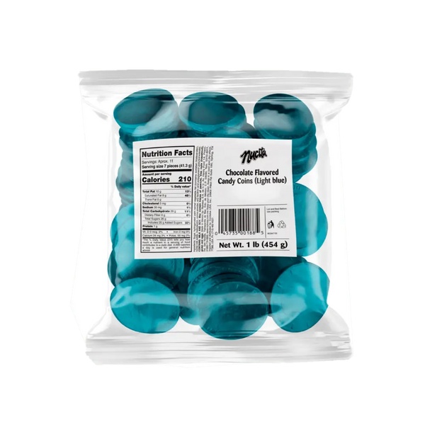 Nucita Light Blue Coins Chocolate 1 Lb Case 6 Units