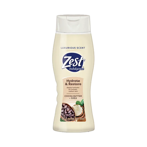 Zest Indulgence Cocoa Butter & Shea Body Wash 18 oz