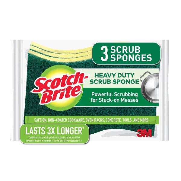 Scotch-Brite Heavy Duty Scrub Sponge Green Yellow 3 pk